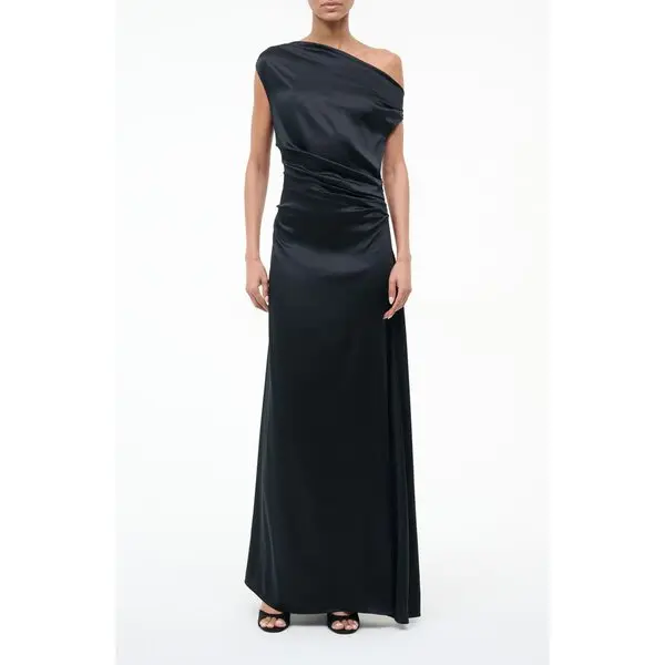 Staud Phare One-shoulder Stretch Silk Gown