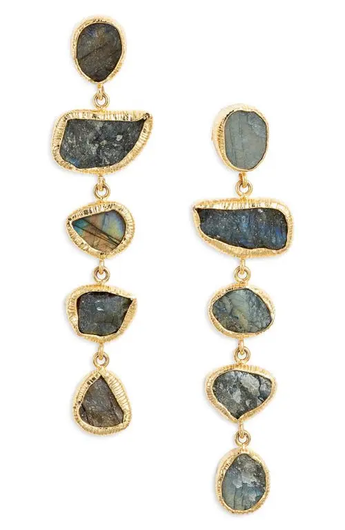 KIARA BY KI-ELE Kirin Labradorite Drop Earrings - Gold