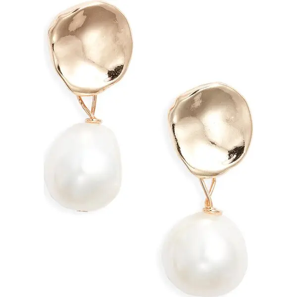 KIARA BY KI-ELE Polly Freshwater Pearl Drop Earrings - Gold