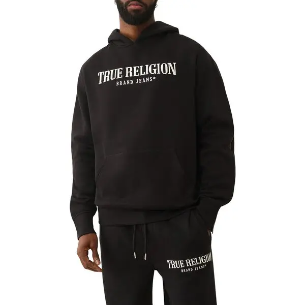 True Religion Hooded Fleece Zip Detail Sweatshirt