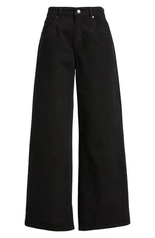 Mango Libra Embellished Wide Leg Jeans - Black Denim
