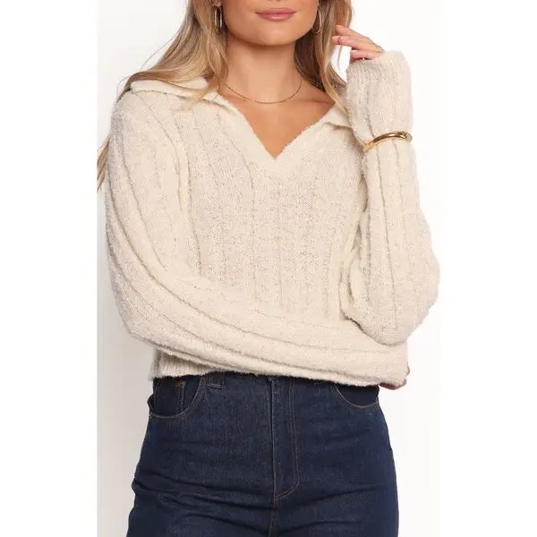 PETAL & PUP Collar Crop Sweater