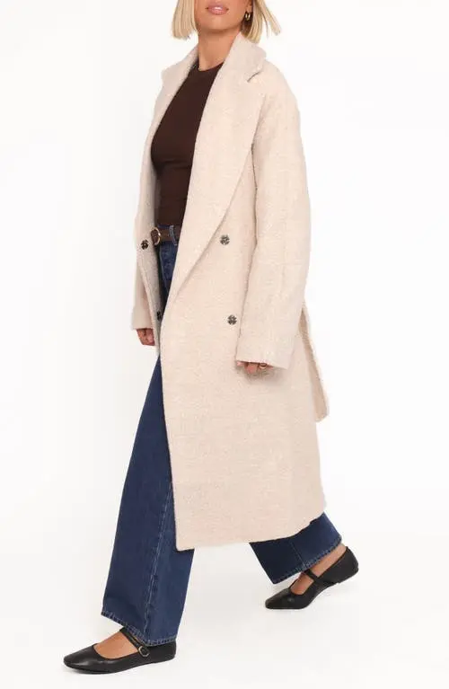 PETAL & PUP Belted Faux Shearling Longline Coat
