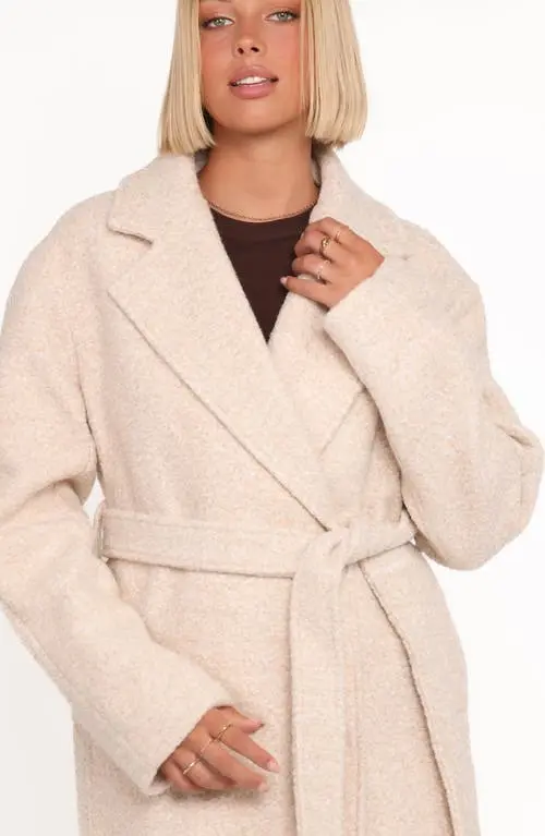 PETAL & PUP Belted Faux Shearling Longline Coat