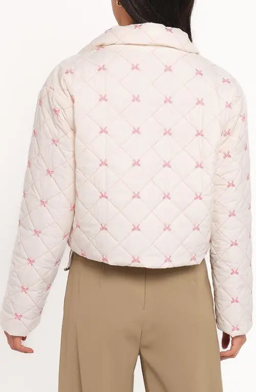 PETAL & PUP Diamond Quilted Jacket With Embroidered Bows