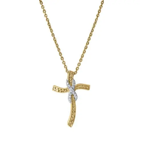 LUVMYJEWELRY Benedicta 10k Gold Diamond Cross Pendant - 10k Yellow Gold