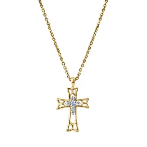 LUVMYJEWELRY 10k Gold Diamond Cross Pendant - 10k Yellow Gold