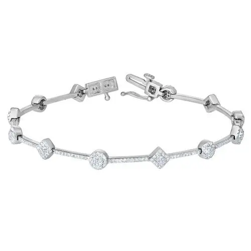 LUVMYJEWELRY 10k Gold 1.00 Carat Diamond Bracelet - 10k White Gold
