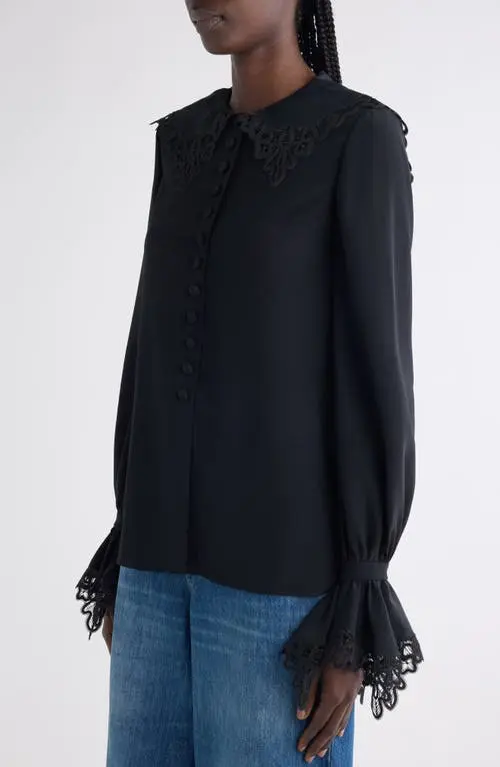 Chloé Guipure Lace Organic Silk Top