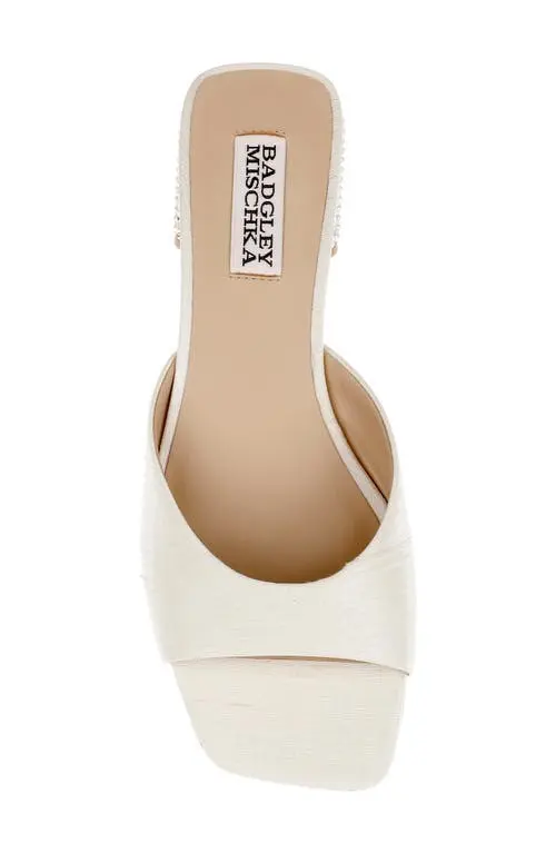 Badgley Mischka Oahu Embellished Slide Sandal - Cream Silk