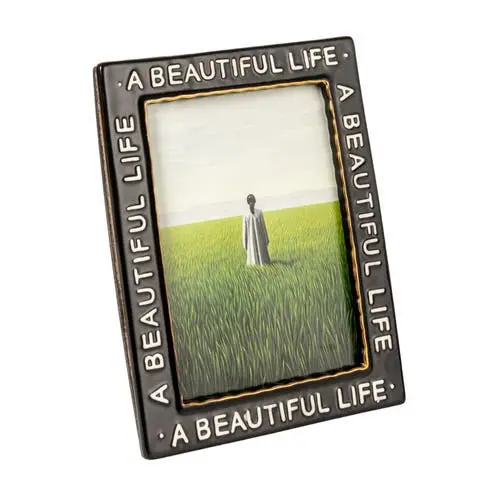 STORIED HOME Stoneware Photo Frame "a Beautiful Life - Black