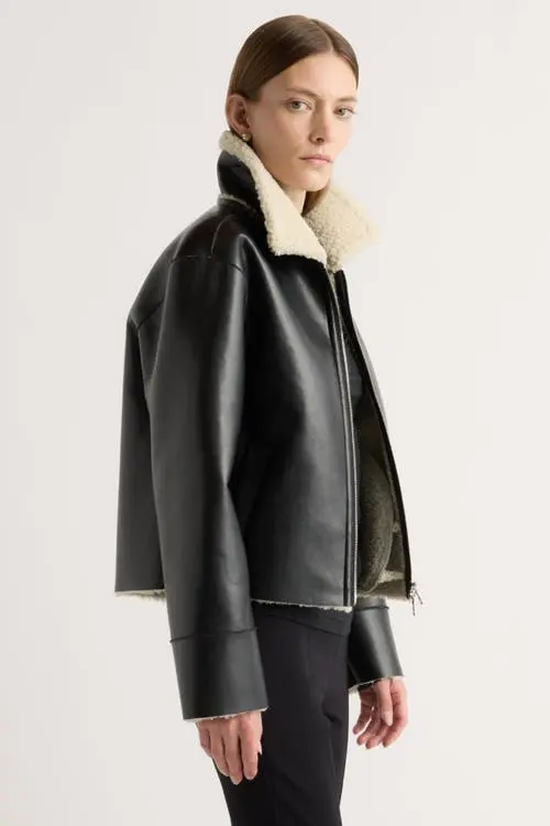 Modern Citizen Bonnie Shearling-collar Vegan Leather Coat