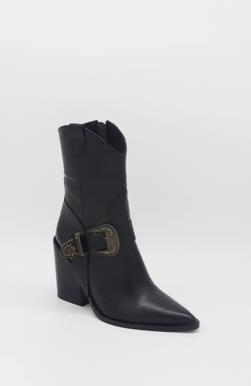 STIVALI NEW YORK Fierezza Western Leather Boots - Black