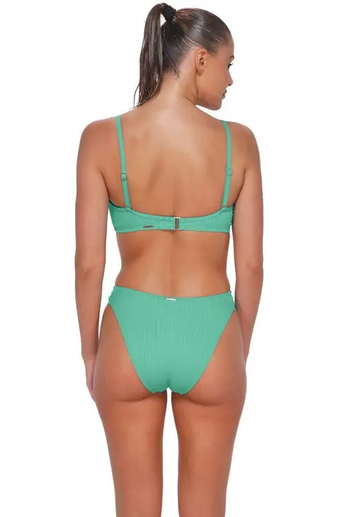 SUNSETS Dora Double Tab Bikini Bottom - Aqua Mist Sandbar Rib