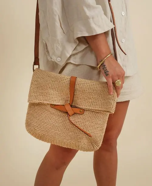 MINGA Carmen Woven Crossbody Bag - Natural