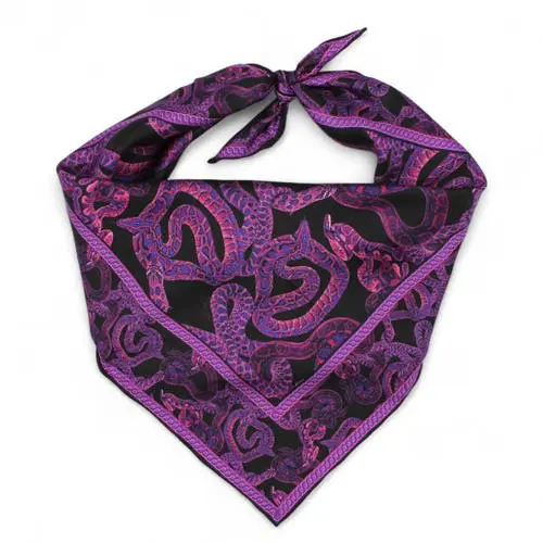 MONZLAPUR Silk Serpent Noir Scarf - Magenta X Black