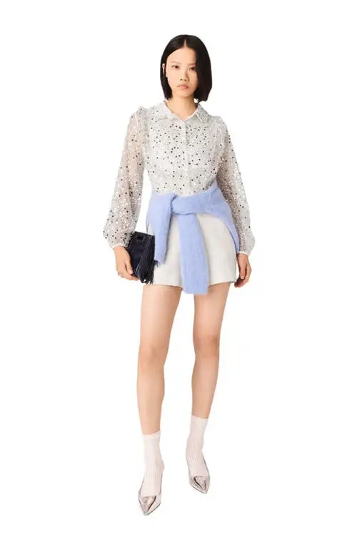 Maje Tweed Playsuit - Ecru