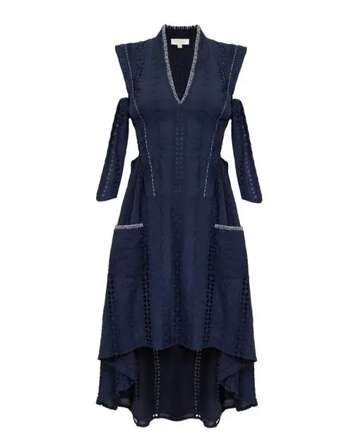 HAVELI Seya Schiffli Dress - Navy