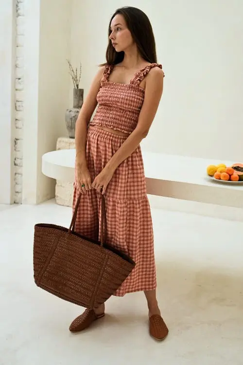 Pink Haley Phoebe Handwoven Leather Tote