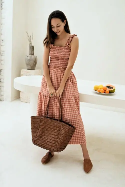 Pink Haley Phoebe Handwoven Leather Tote