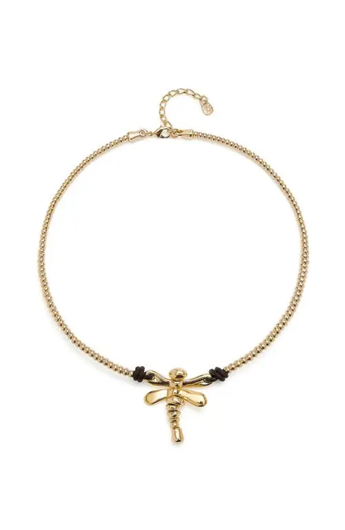 UNODE50 Dragonfly Short Pendant Necklace - Gold