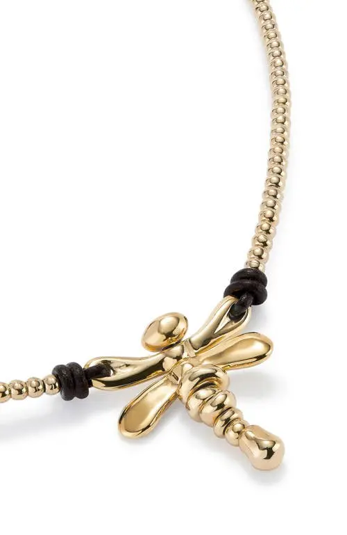 UNODE50 Short Pendant Necklace With Dragonfly Motif