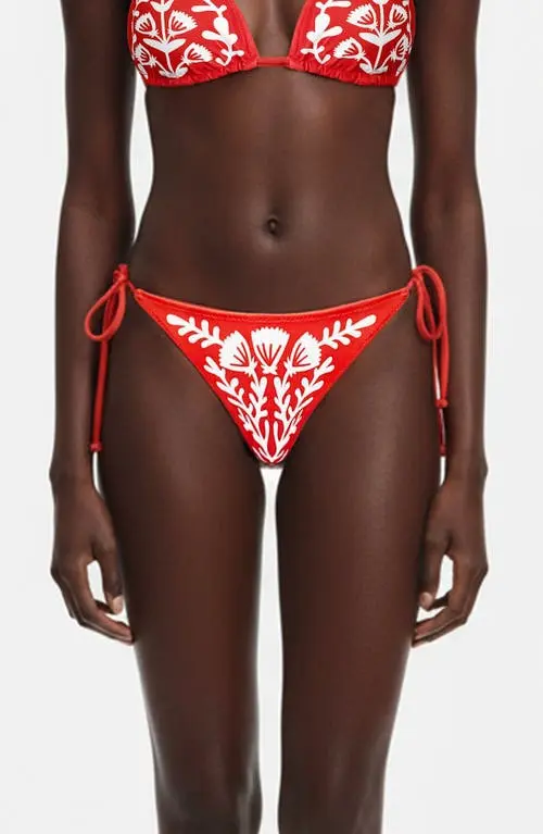 JESSIE ZHAO NEW YORK Coral Garden Reversible Tie Side Bikini Bottom - Red