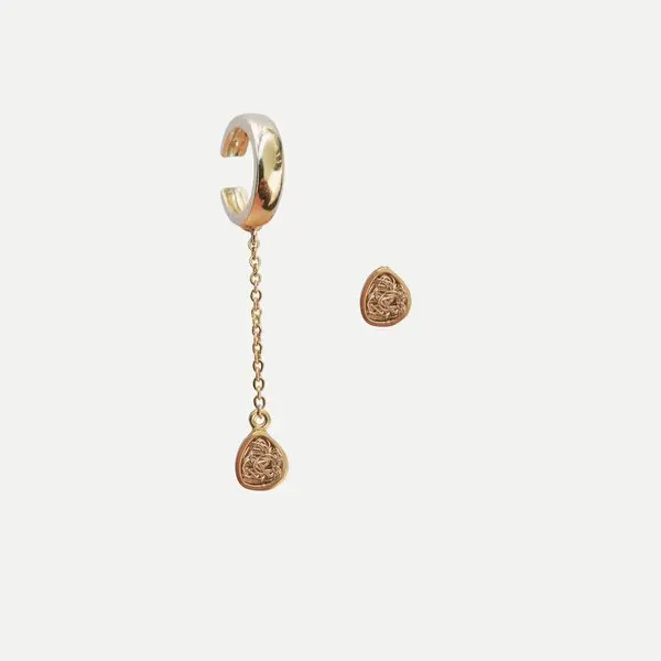 DANIELA MILLAN JEWELRY Daniela Millan Asymmetrical Ear Cuff And Chain Detail Earring Set - Gold