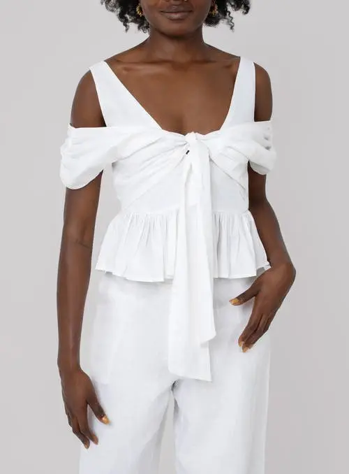 HAVELI Usha Poplin Peplum Top - White