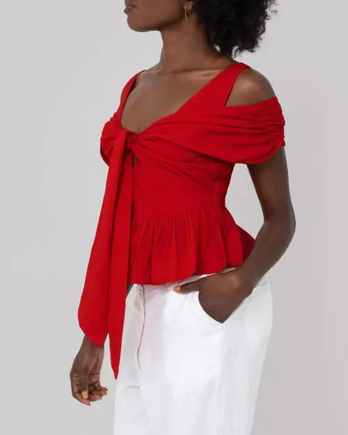 HAVELI Usha Poplin Peplum Top - White