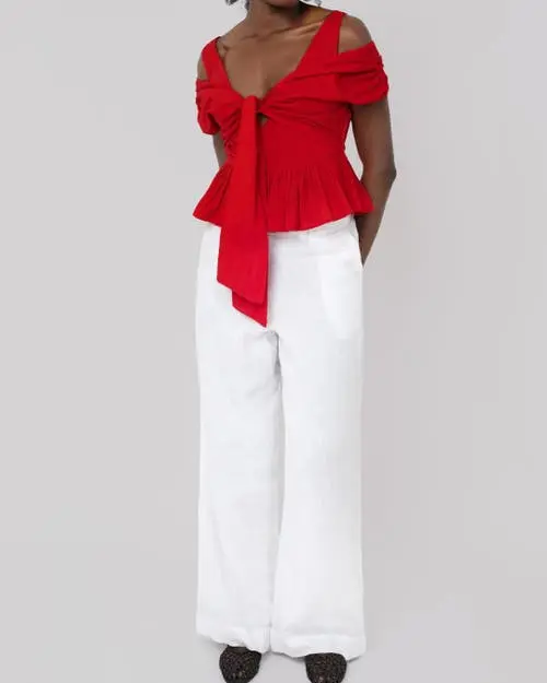HAVELI Usha Poplin Peplum Top - White