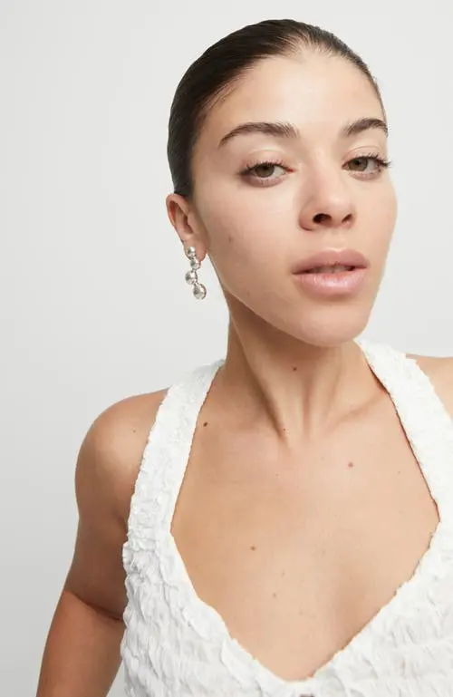 UNODE50 Plated Drop Earrings With Bubble Beads - Silver