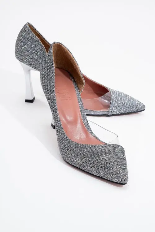 PROLOGUE SHOES Ursula Pointed Toe Pump - Platinum Glitter