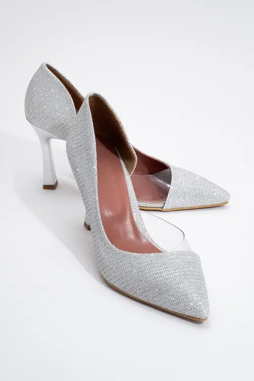 PROLOGUE SHOES Ursula Pointed Toe Pump - Silver Glitter
