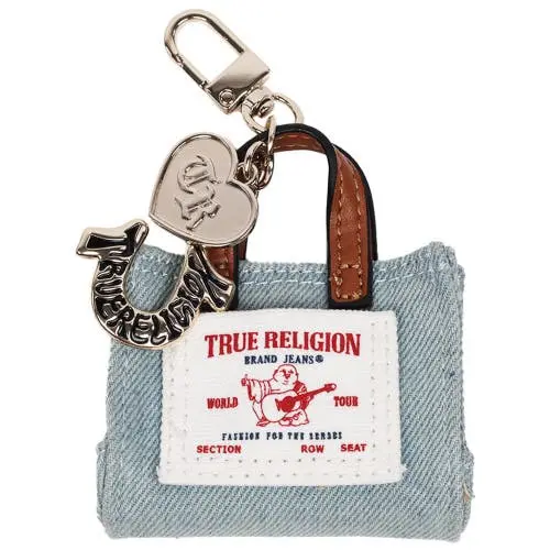 True Religion Buddha Mini Tote Bag Charm - Denim