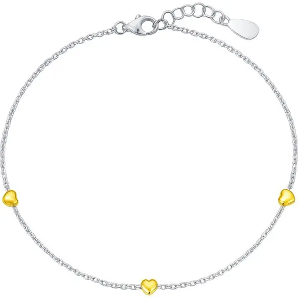 DONATELLO GIAN Two-tone Heart Brass Bracelet - Silver