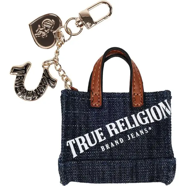 True Religion Mini Denim Tote Bag Charm - Dark Denim