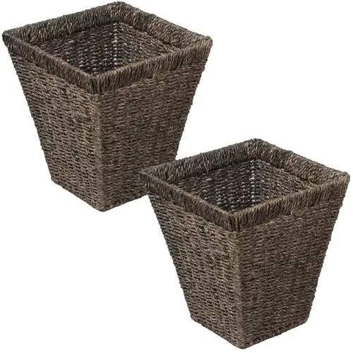 HAPPIMESS Handwoven Seagrass 2.3-gallon Tapered Square Wicker Watebasket - Brown