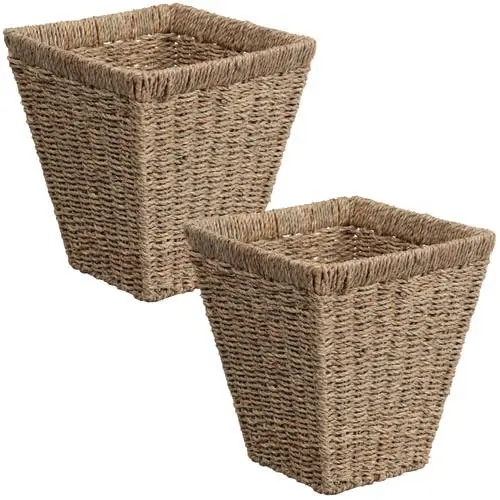 HAPPIMESS Handwoven Seagrass 2.3-gallon Tapered Square Wicker Watebasket - Natural