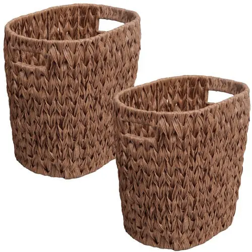 HAPPIMESS Resin 4.5-gallon Tapered Oval Wicker Watebasket With Handles - Brown