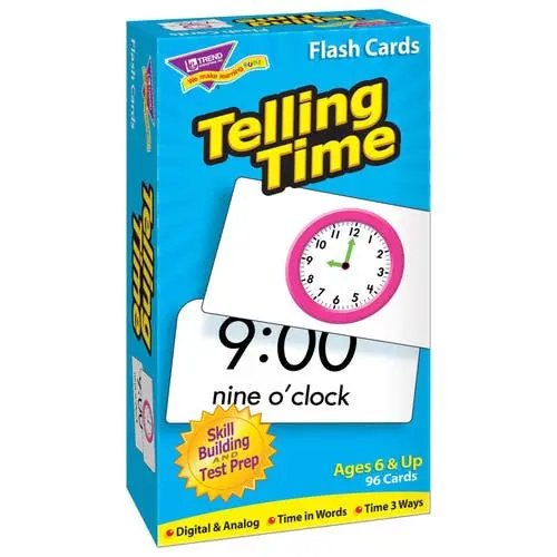 TREND ENTERPRISES Telling Time Skill Drill Flash Cards - Multicolored