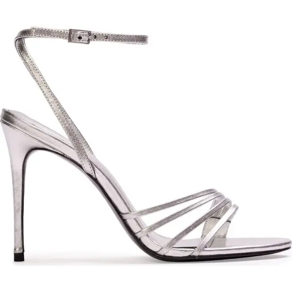 BLACK SUEDE STUDIO Ella 100 Metallic Sandal - Silver Metallic