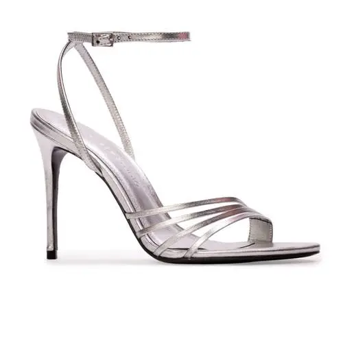 BLACK SUEDE STUDIO Ella 100 Metallic Sandal - Silver Metallic