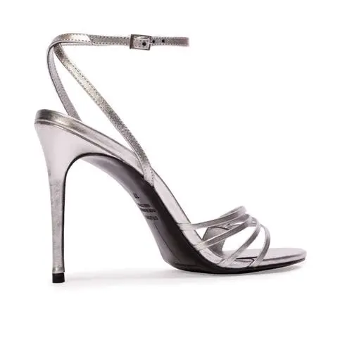 BLACK SUEDE STUDIO Ella 100 Metallic Sandal - Silver Metallic