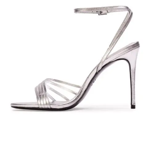 BLACK SUEDE STUDIO Ella 100 Metallic Sandal - Silver Metallic