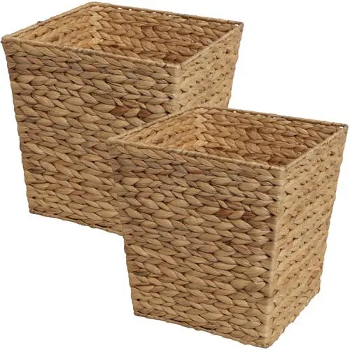 HAPPIMESS Handwoven Water Hyacinth 4.8-gallon Tapered Square Wicker Watebasket - Natural
