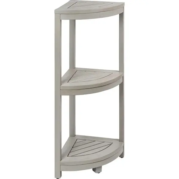 HAPPIMESS Sela 33" Classic Minimalist 3-tier Acacia Wood Freestanding Bathroom Corner Shelf - Gray