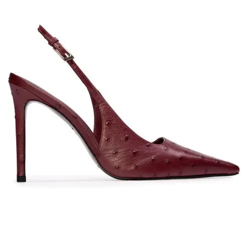 BLACK SUEDE STUDIO Lainey 100 Ostrich Pumps - Ruby Ostrich Leather