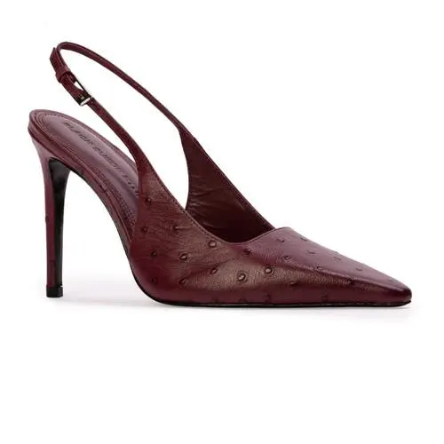 BLACK SUEDE STUDIO Lainey 100 Ostrich Pumps - Ruby Ostrich Leather