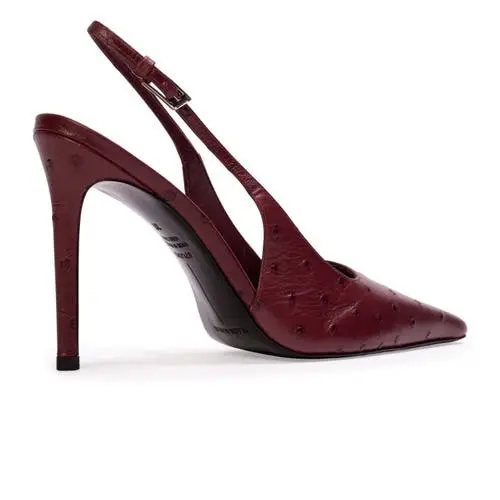 BLACK SUEDE STUDIO Lainey 100 Ostrich Pumps - Ruby Ostrich Leather